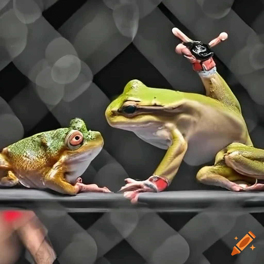 Frogs engaging in a ufc fight on Craiyon