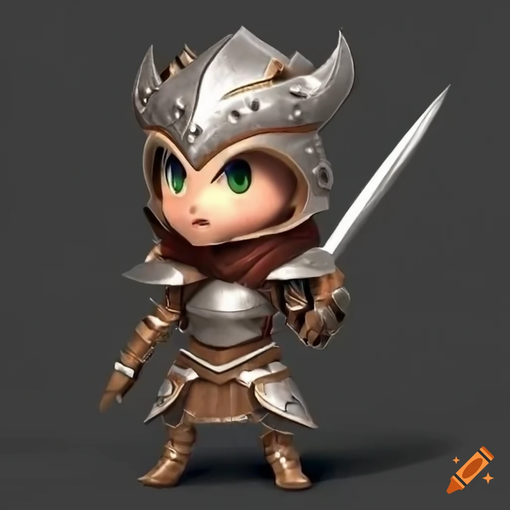 Light armor fighter warrior in cute chibi style on Craiyon