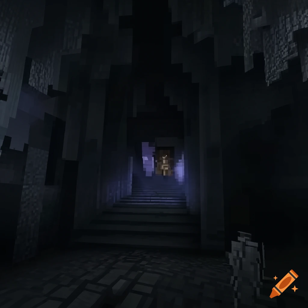 Mysterious cave in a minecraft environment on Craiyon