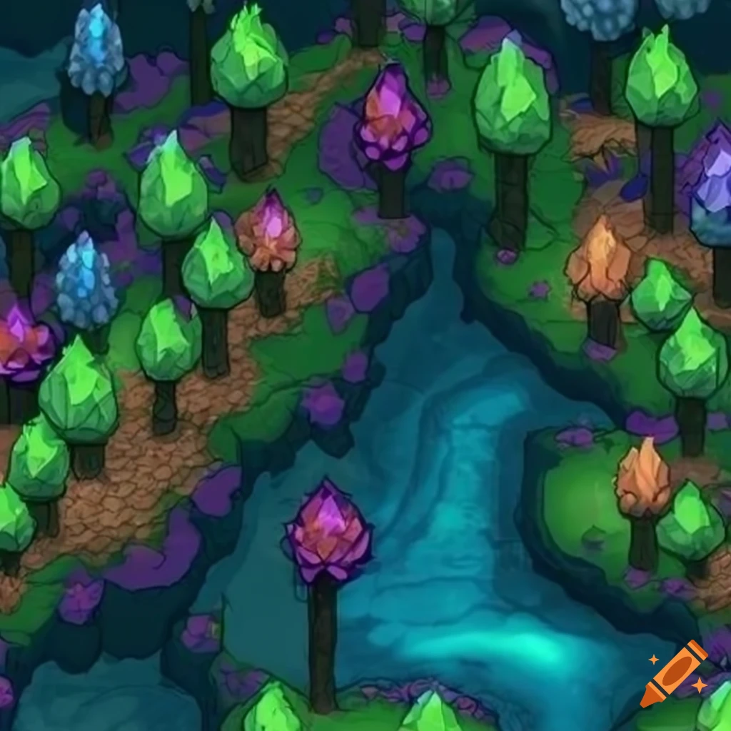 2d rpg maker tileset of a fairy forest with giant flowers, colorful ...