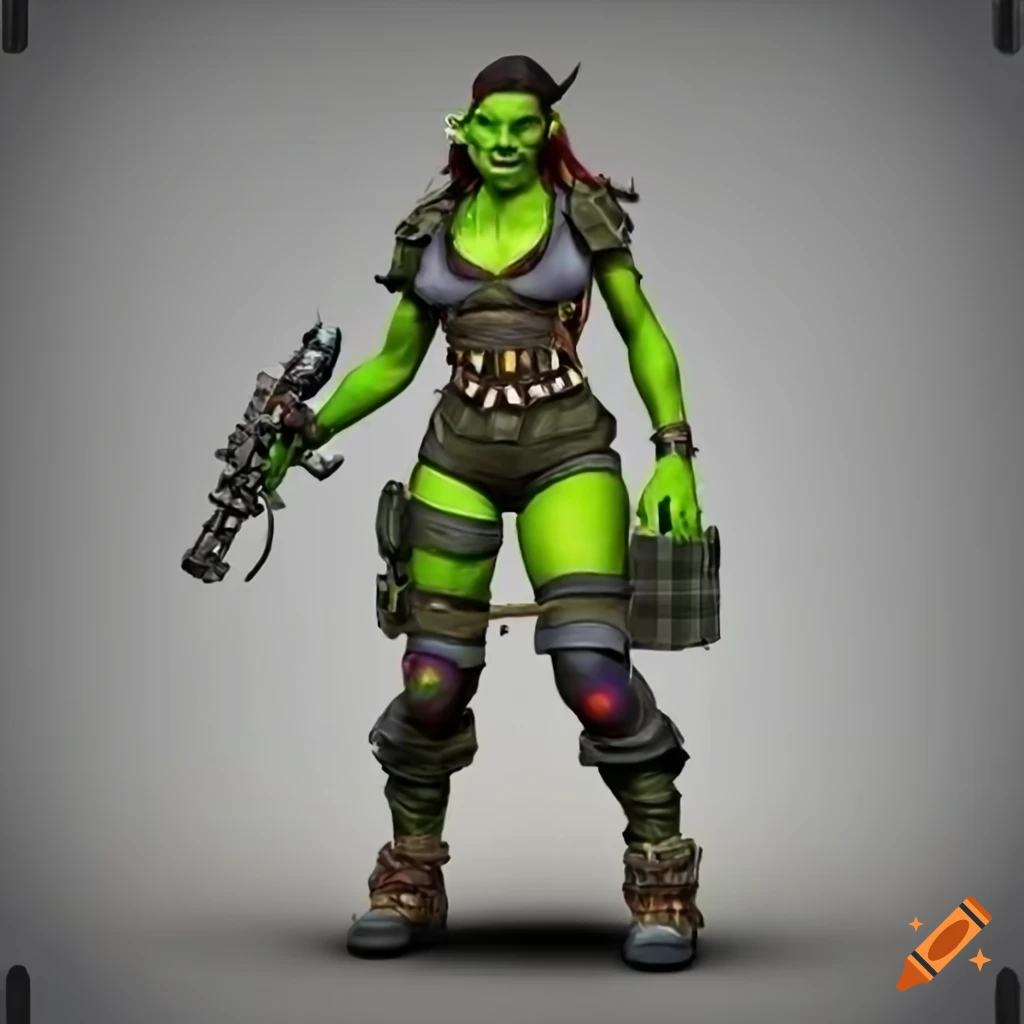 Cyberpunk female orc in tactical gear on Craiyon