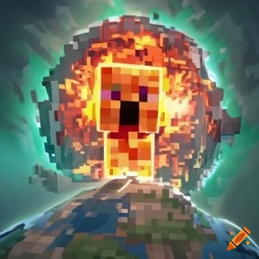 Minecraft creeper exploding earth on Craiyon