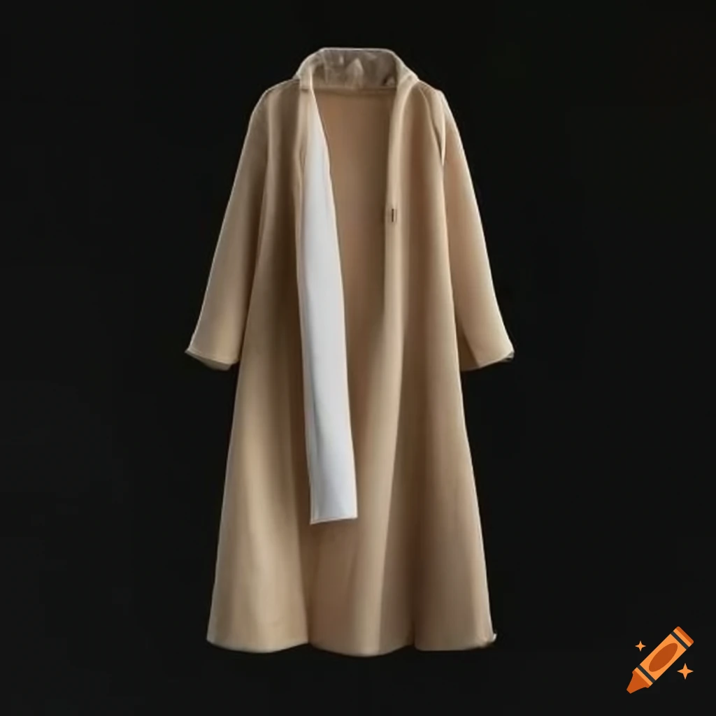 Bath coat with white and honey stripes floating in space on Craiyon