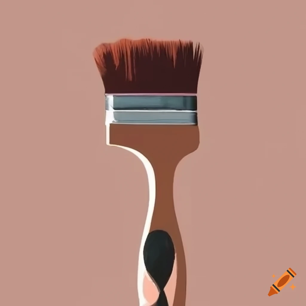 Paintbrush being used to paint a woman in a simple drawing on Craiyon