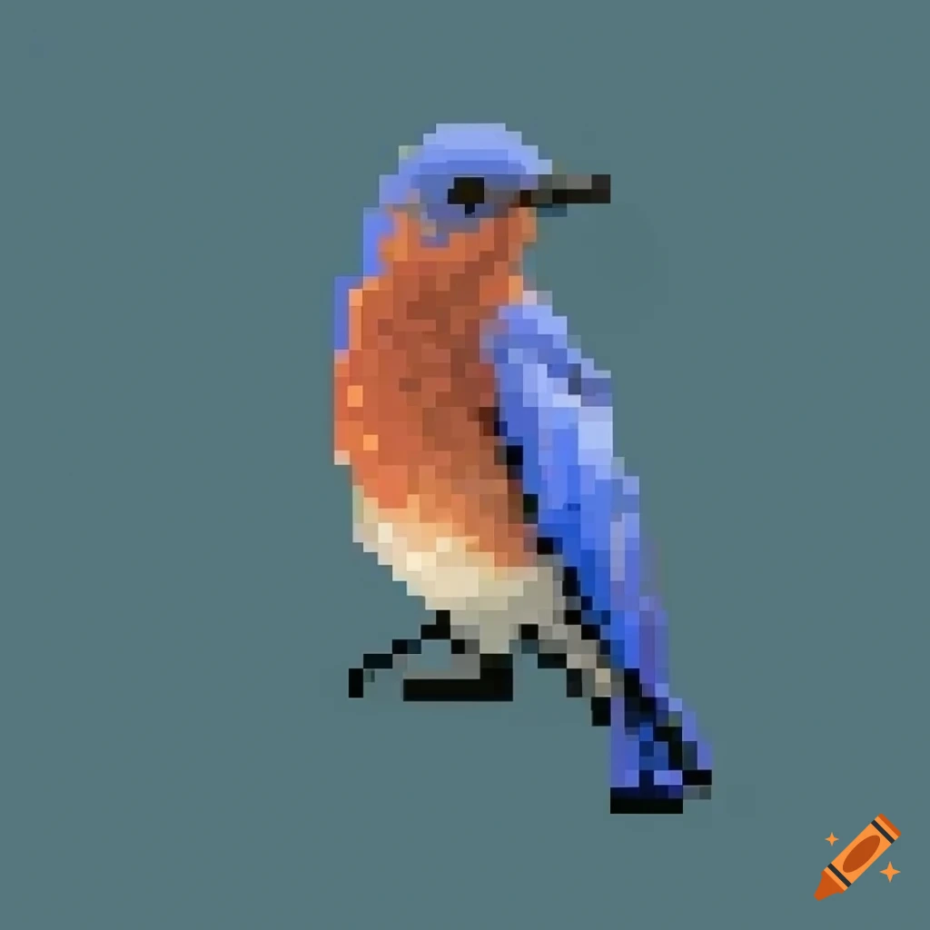Eastern bluebird in 32x32 pixel art on Craiyon