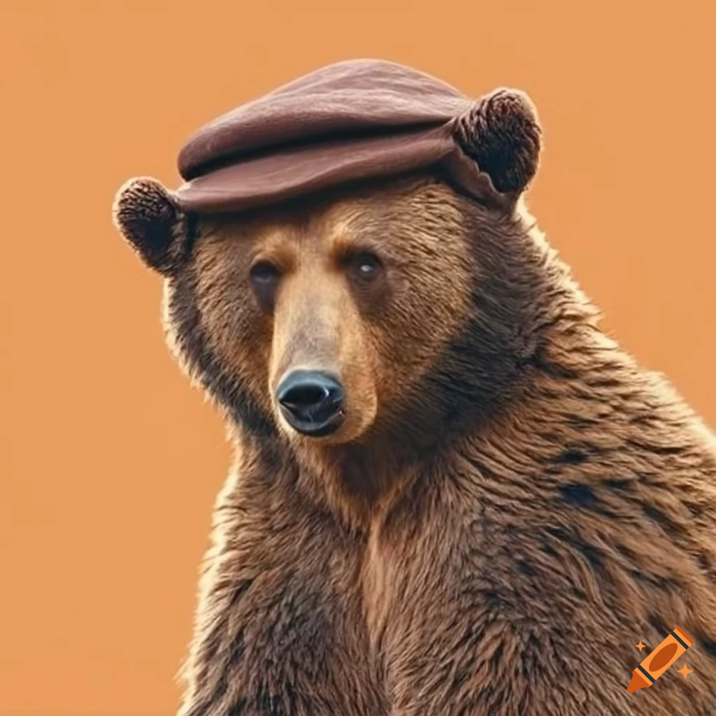 Bear wearing a brown flat cap on Craiyon