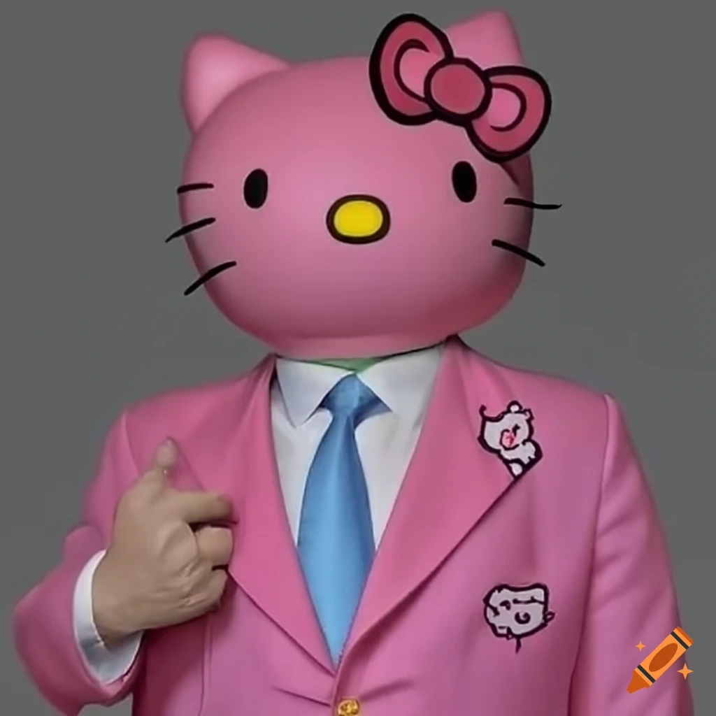 Donald trump in a pink hello kitty suit on Craiyon