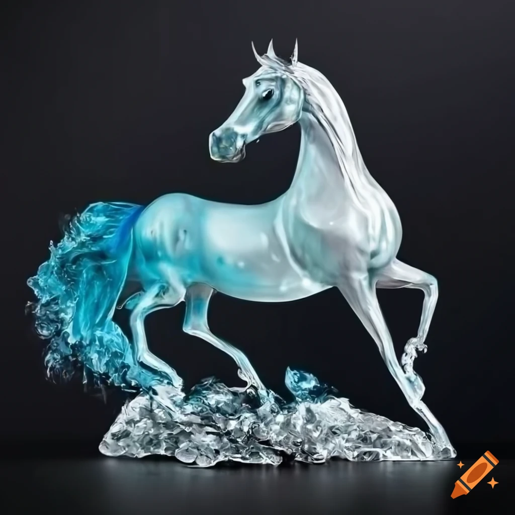 High-end crystal horse sculpture with intricate details on black ...