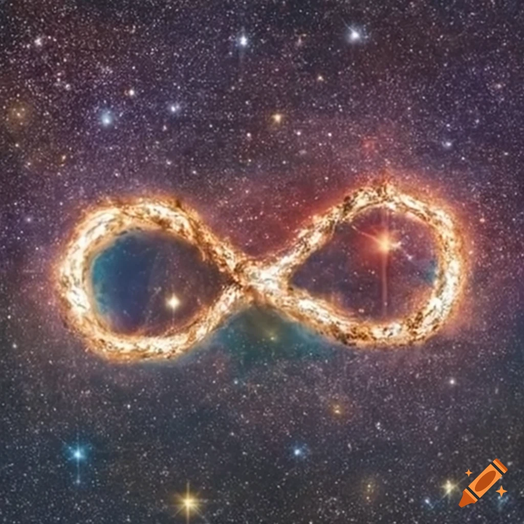 Infinity symbol created from stars and galaxies in outer space on Craiyon