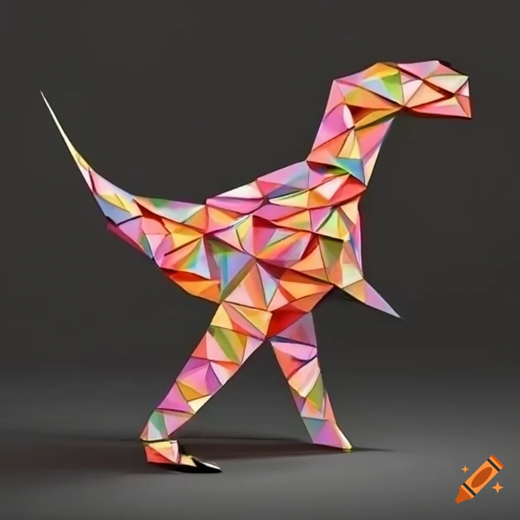 Geometric dinosaur sculpture on Craiyon