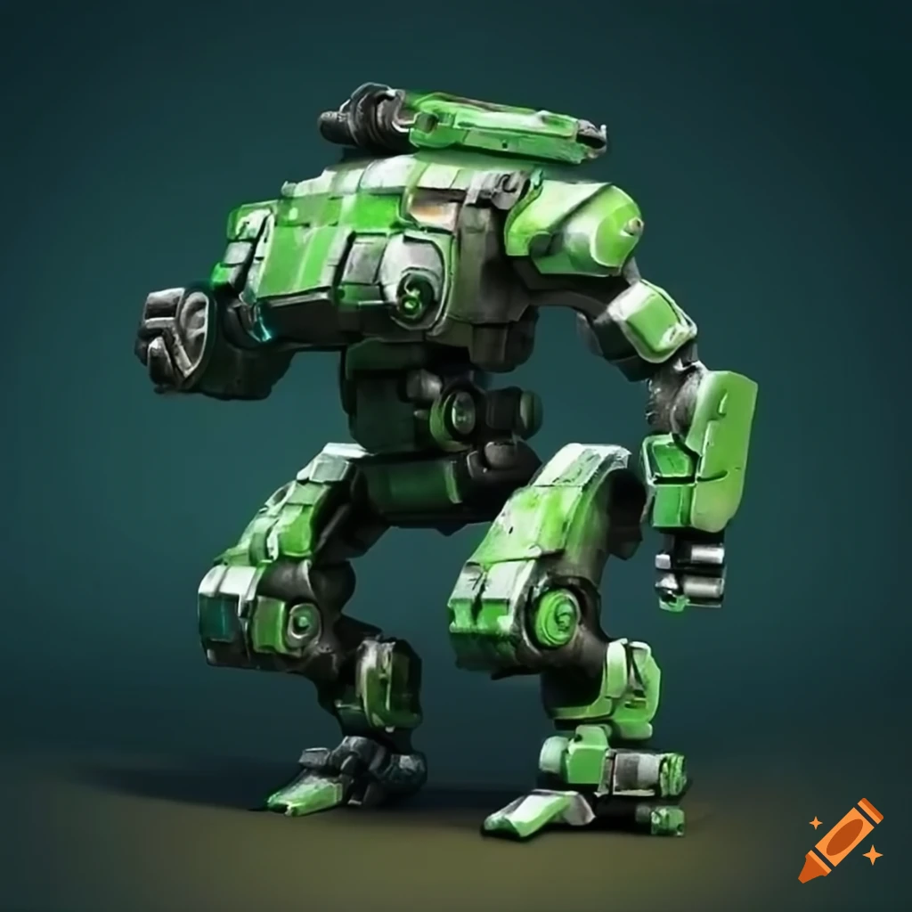 Green heavy mech with canon on Craiyon