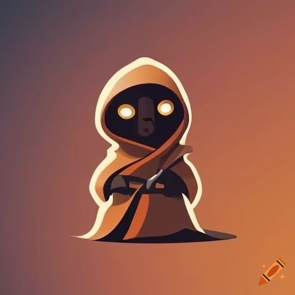 Minimalist style logo of the iconic Star Wars Jawa character on Craiyon