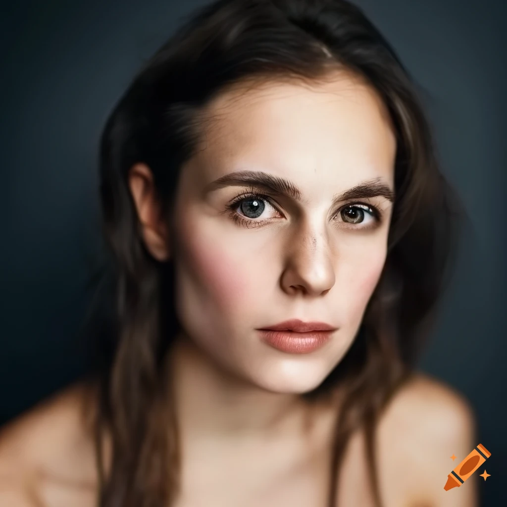 Portrait of a beautiful 25-year-old with dark hair and sultry expression on Craiyon