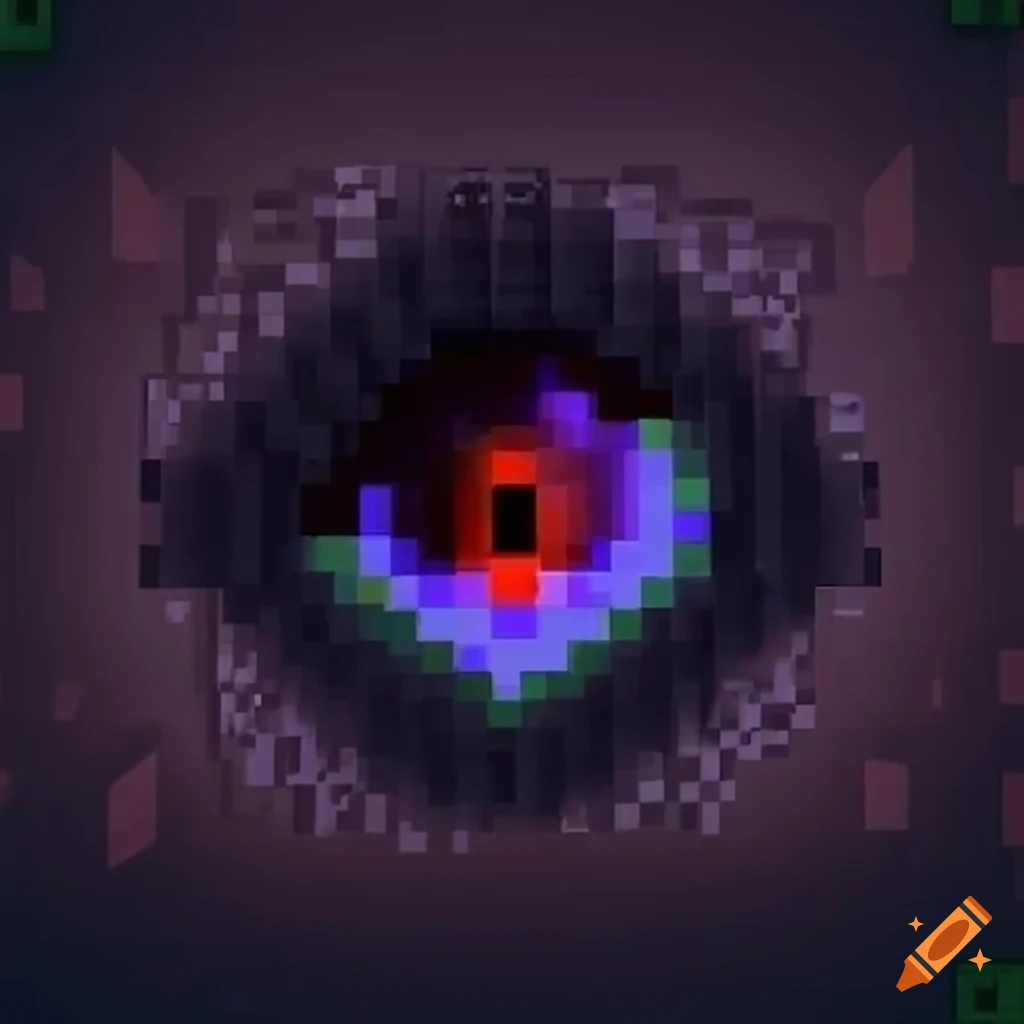 Minecraft blackhole with a dragon eye in the sky on Craiyon