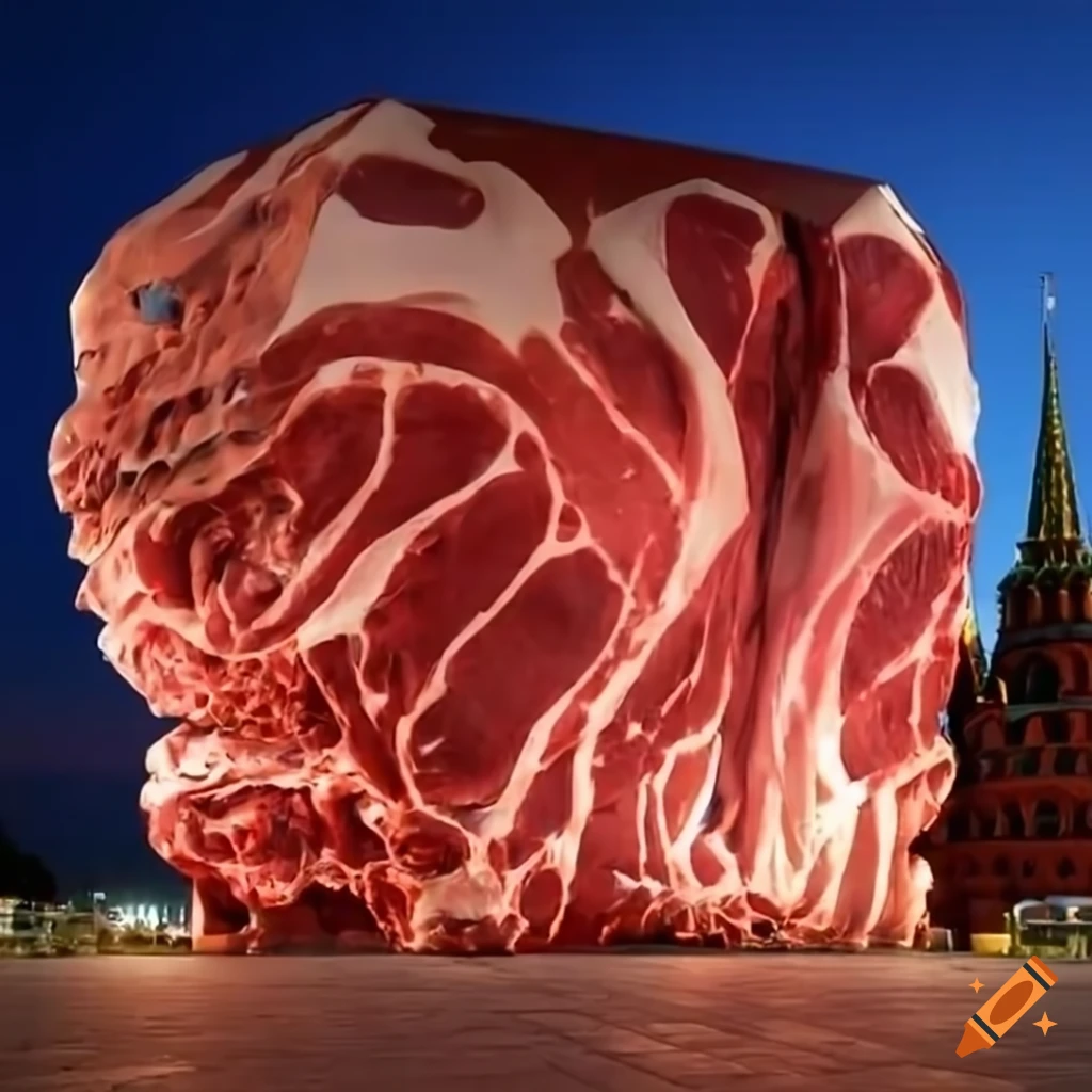 Giant meat cube near moscow kremlin on Craiyon