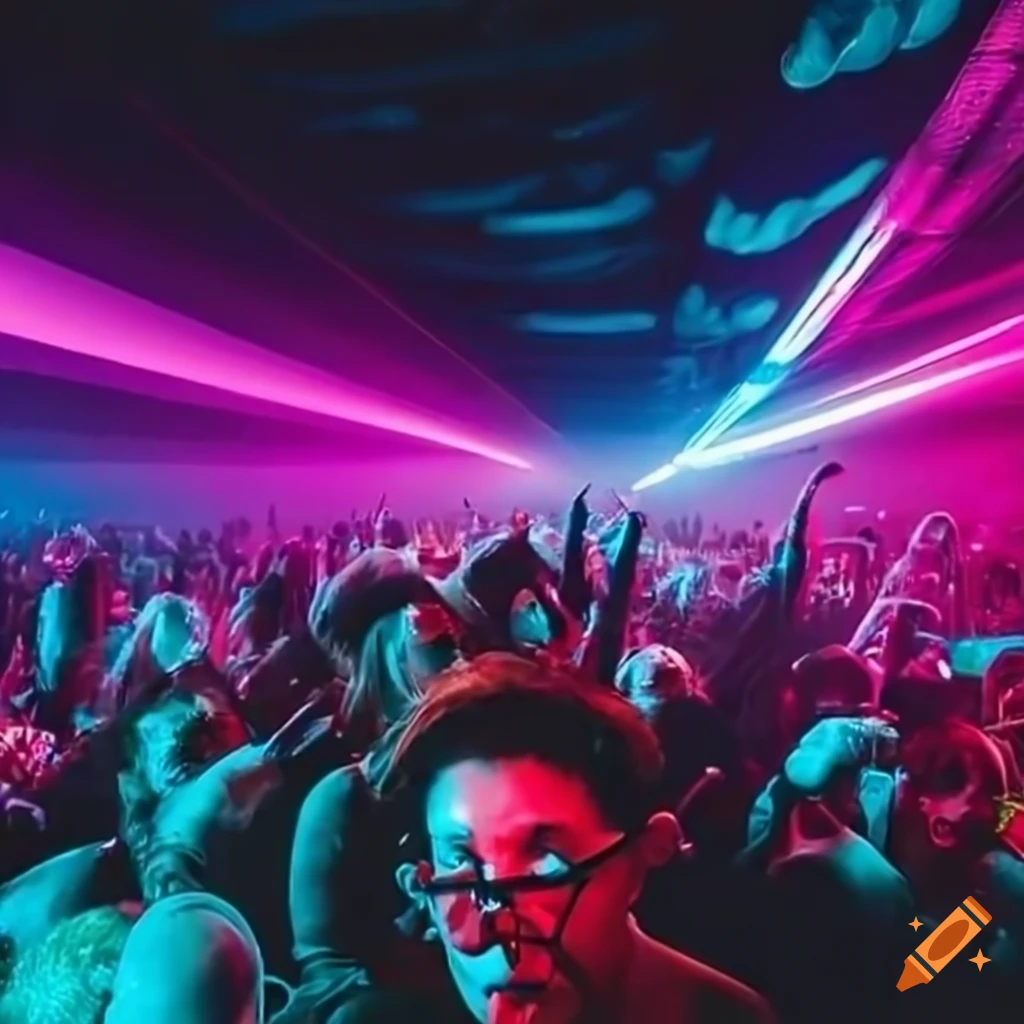 Outdoor rave party at the m25 orbital motorway on Craiyon