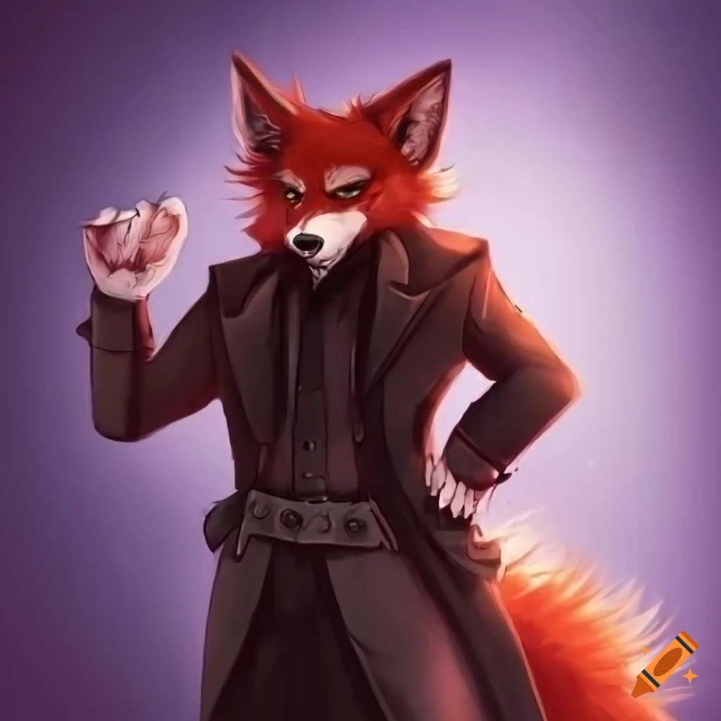 Male wolf anthro fursona government agent in a trenchcoat and jeans ...