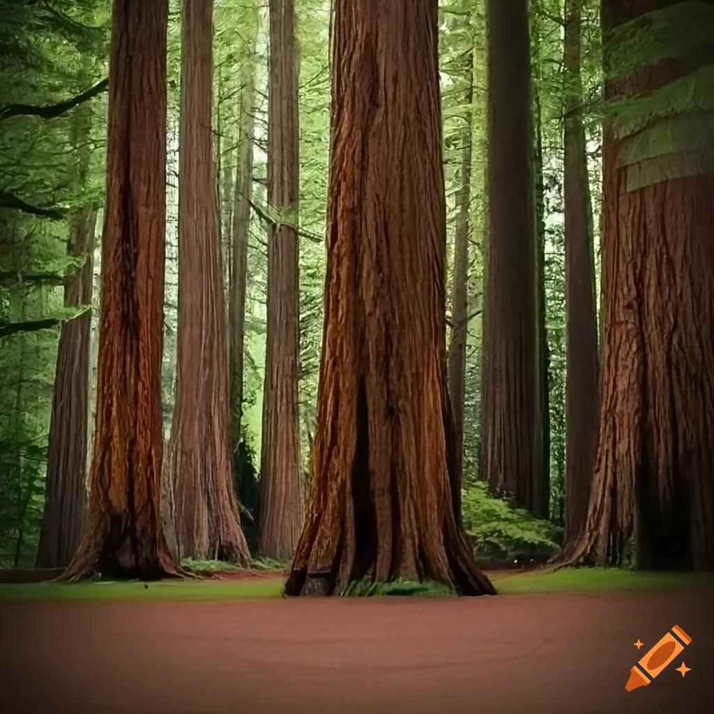 Redwoods illustration on a t-shirt design on Craiyon