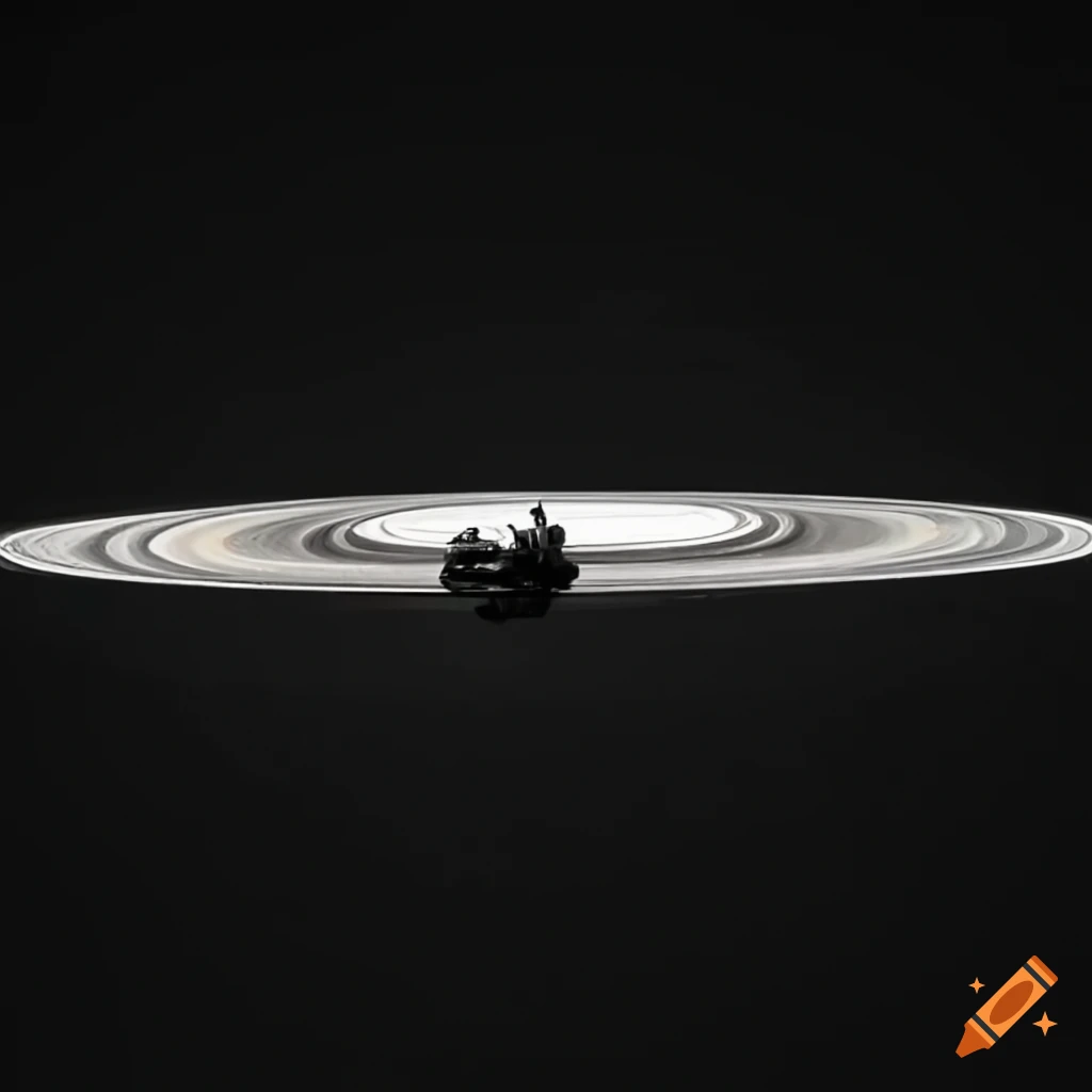 Man riding motorcycle on saturn's rings in the solar system on Craiyon