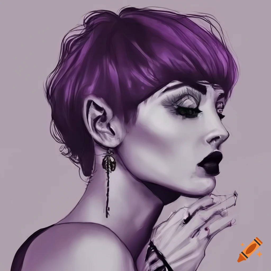 Sketch of a woman in alternative rock style on Craiyon