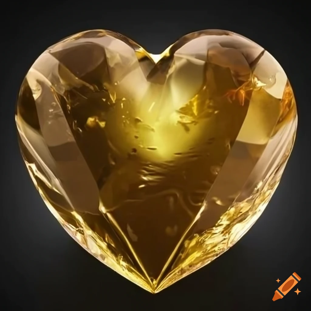 Translucent pure gold heart on Craiyon