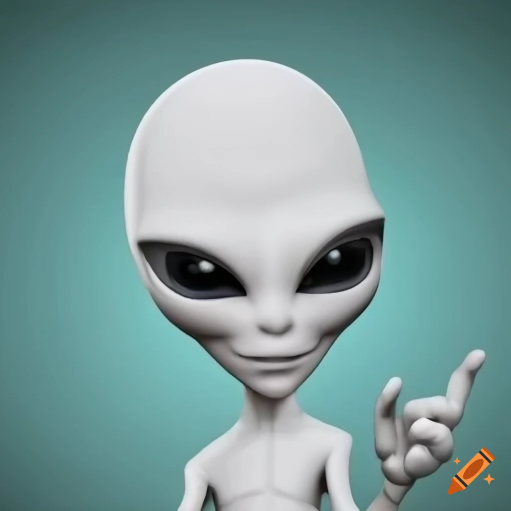 White alien mascot in 3d rendering on Craiyon