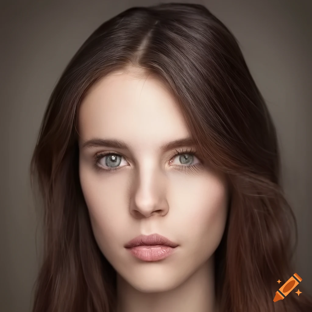 Portrait of a beautiful 25-year-old with dark hair and brown eyes on Craiyon