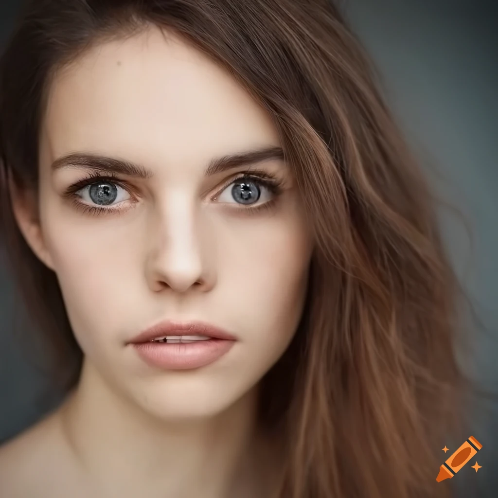 Portrait of a beautiful 25-year-old with dark hair and brown eyes on Craiyon