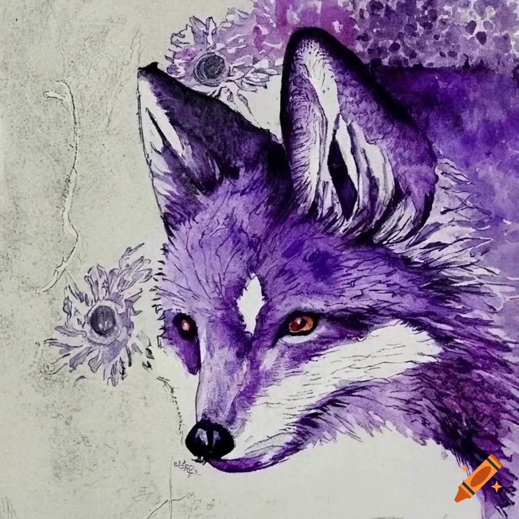 Purple fox illustration by ivan bilibin on Craiyon