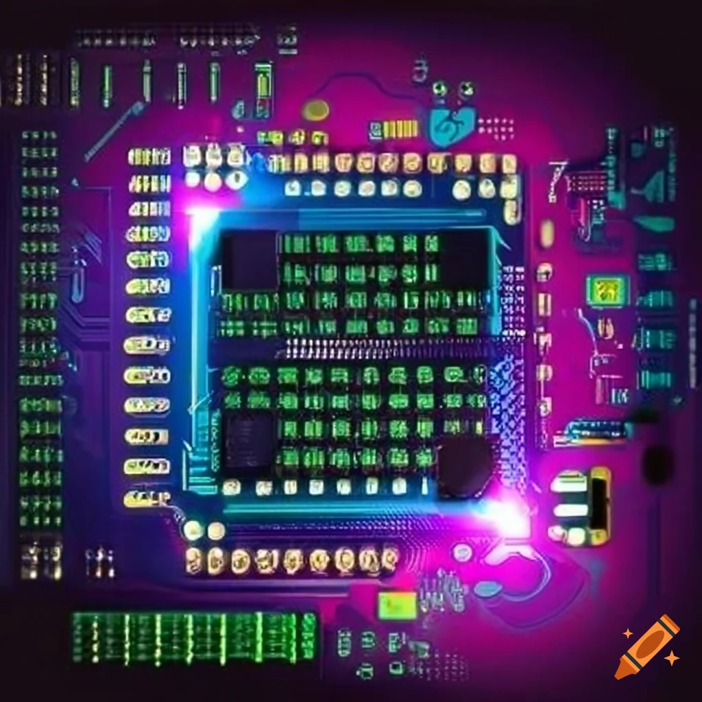 Computer chip board on Craiyon