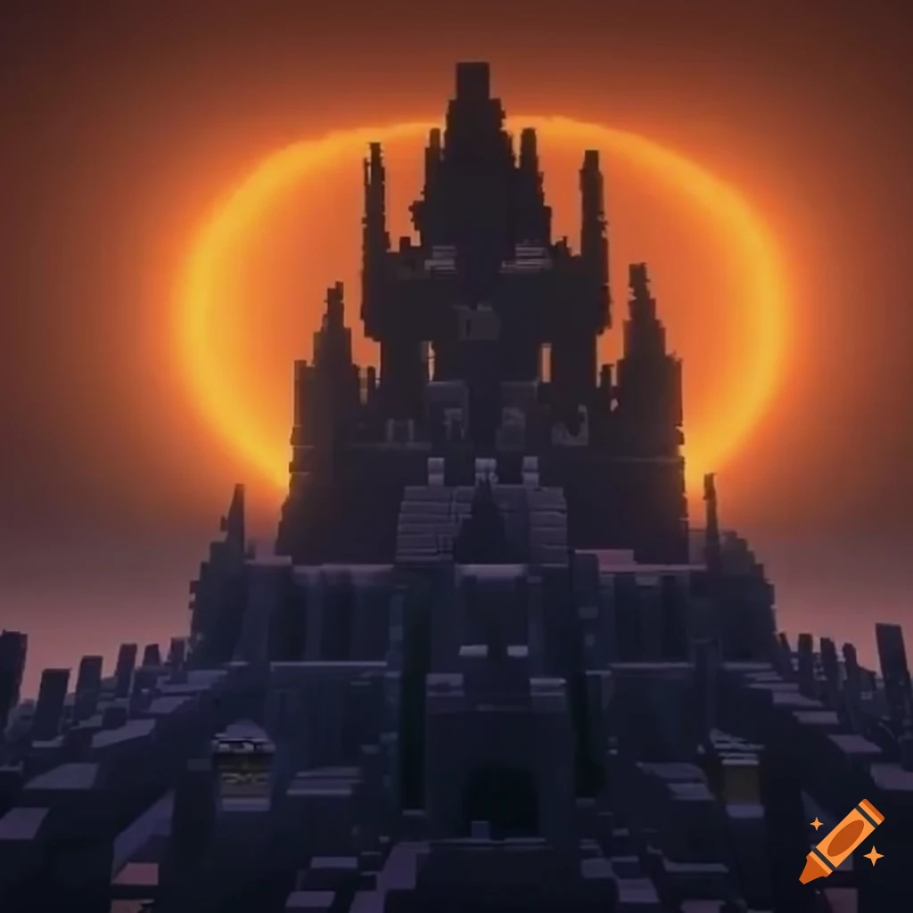 Undead castle with overlord overseeing under an eclipse in Minecraft on ...