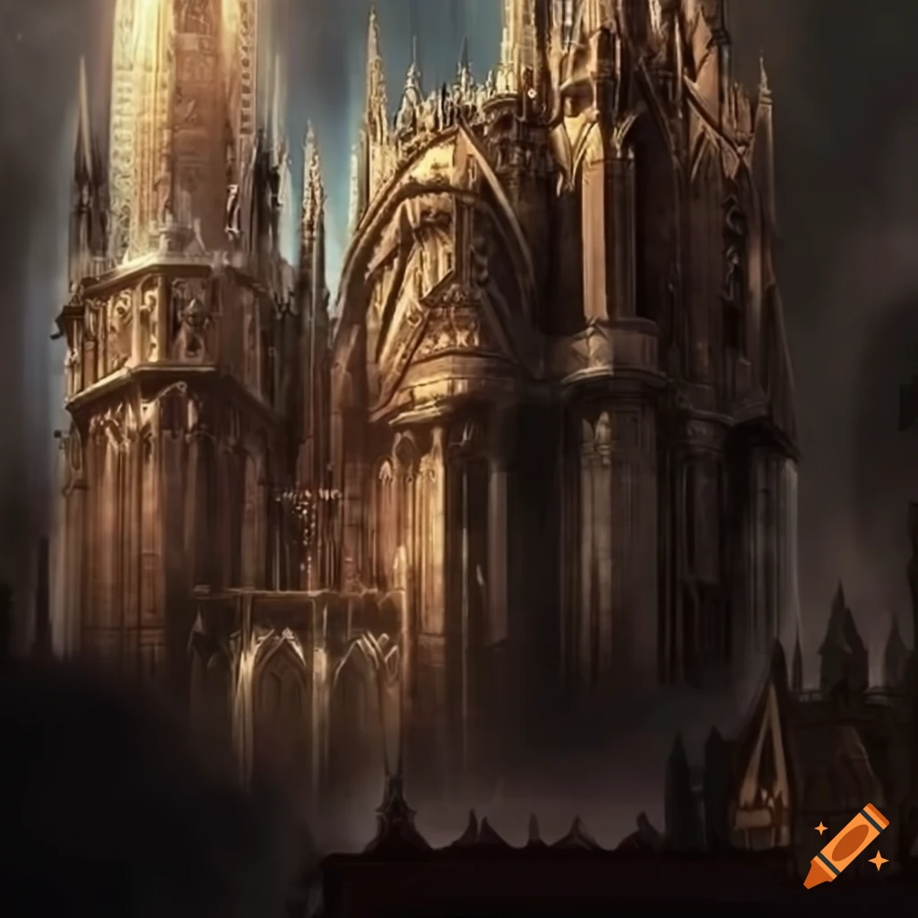 Female gothic architecture of sharn city in the eberron setting on Craiyon