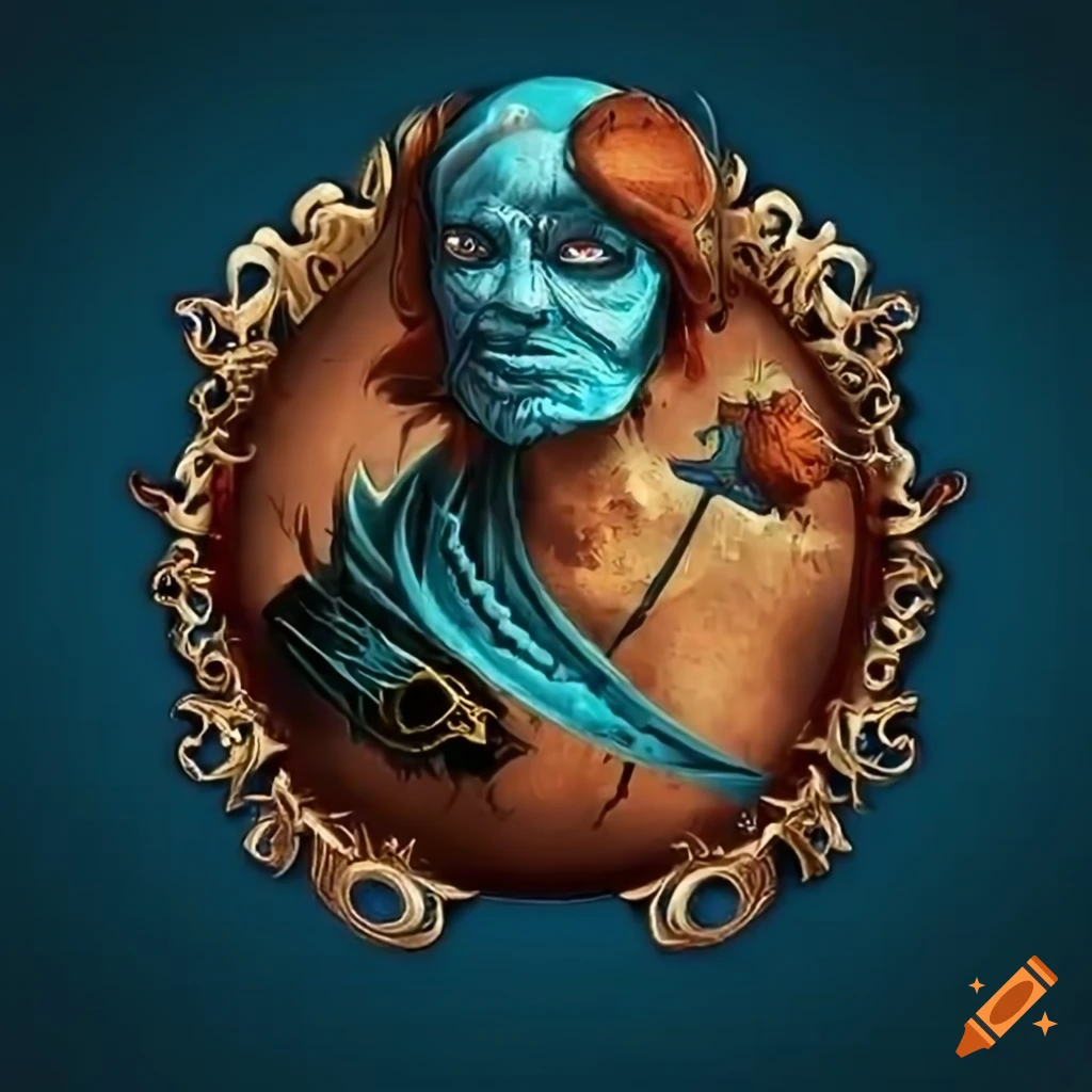 Logo of the fishmen faction in a Pirates of the Caribbean style on Craiyon