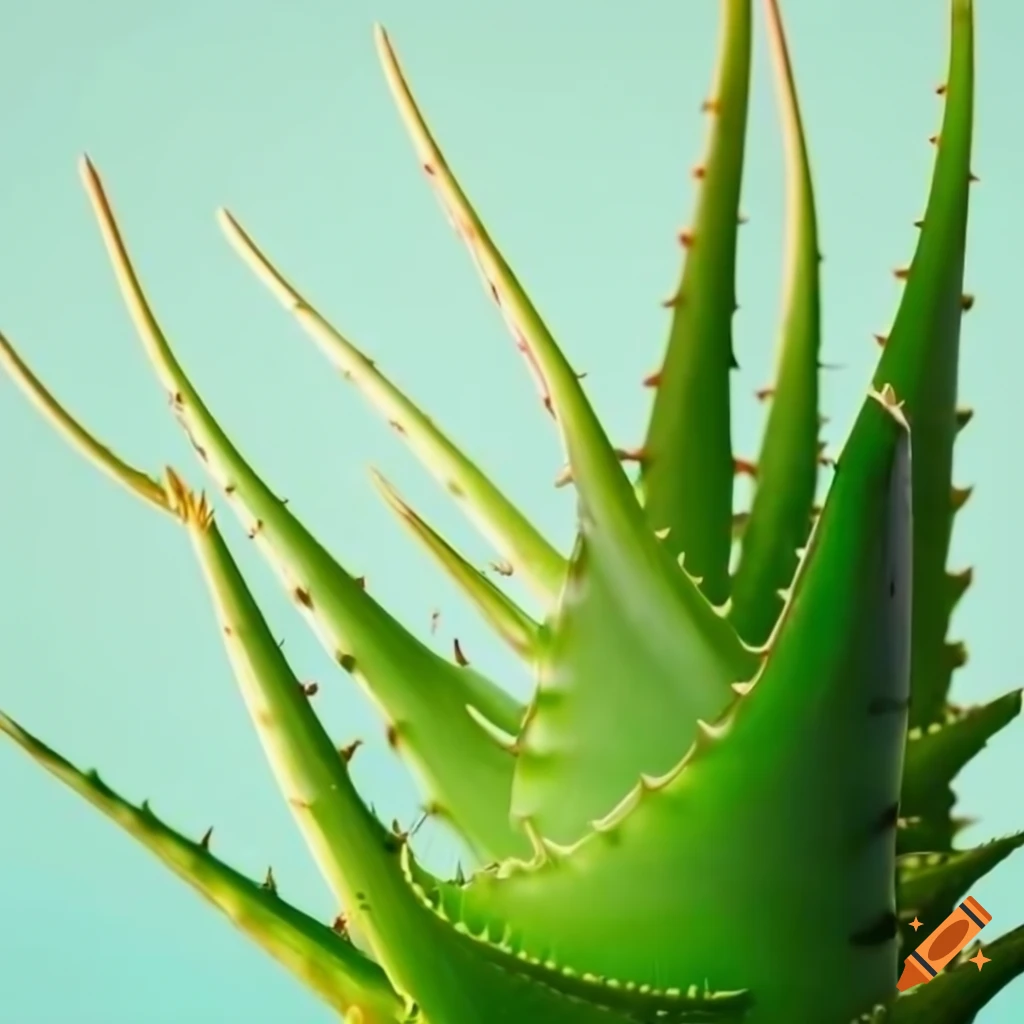 Photorealistic beauty photoshoot of an aloe vera plant in white ...