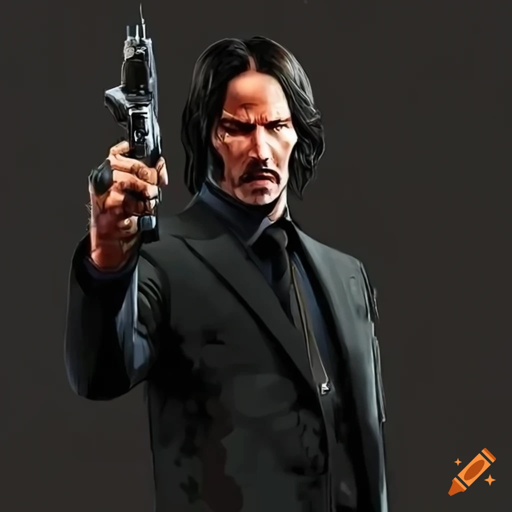 Character with guns in action on Craiyon