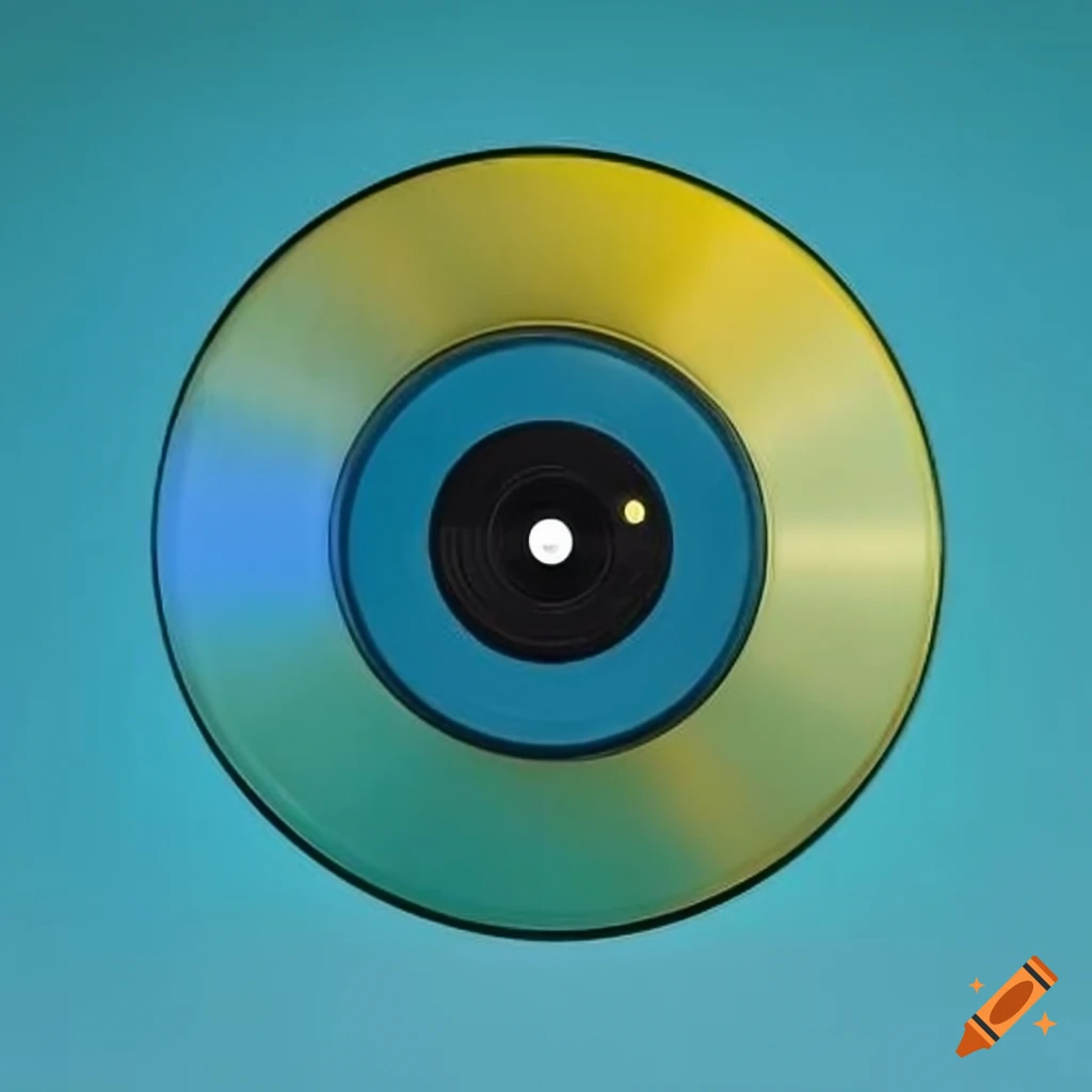 Blue and yellow vinyl disc on Craiyon