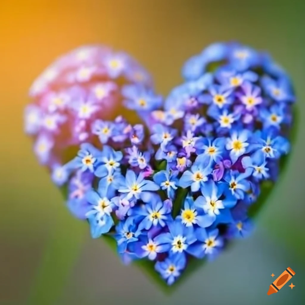 Forget me not flowers in a heart shape on Craiyon