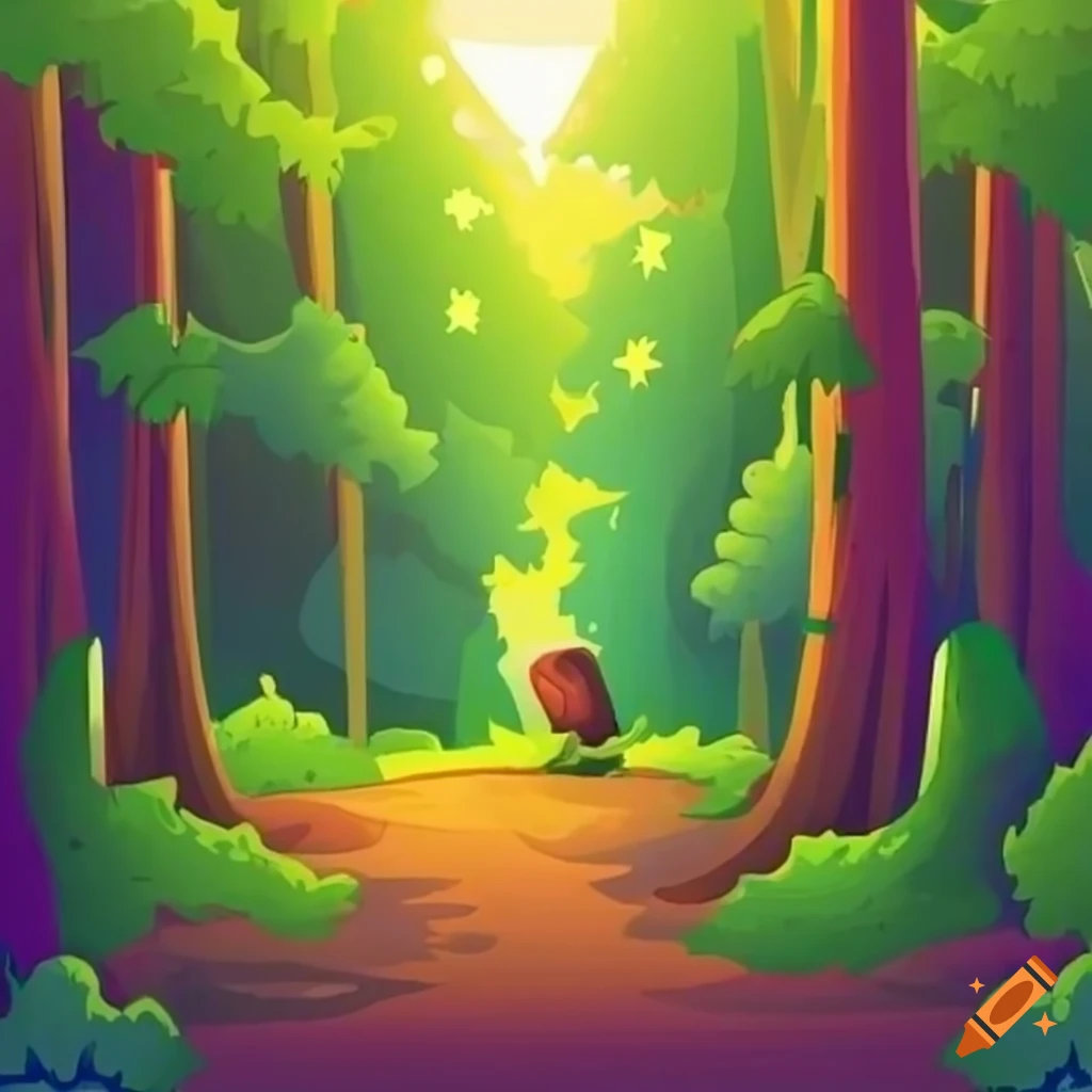 Cartoon of a forest clearing on Craiyon