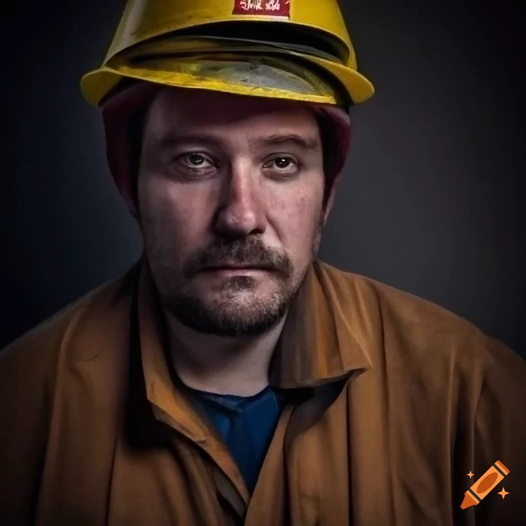 Miners' faces in front view on solid color background on Craiyon
