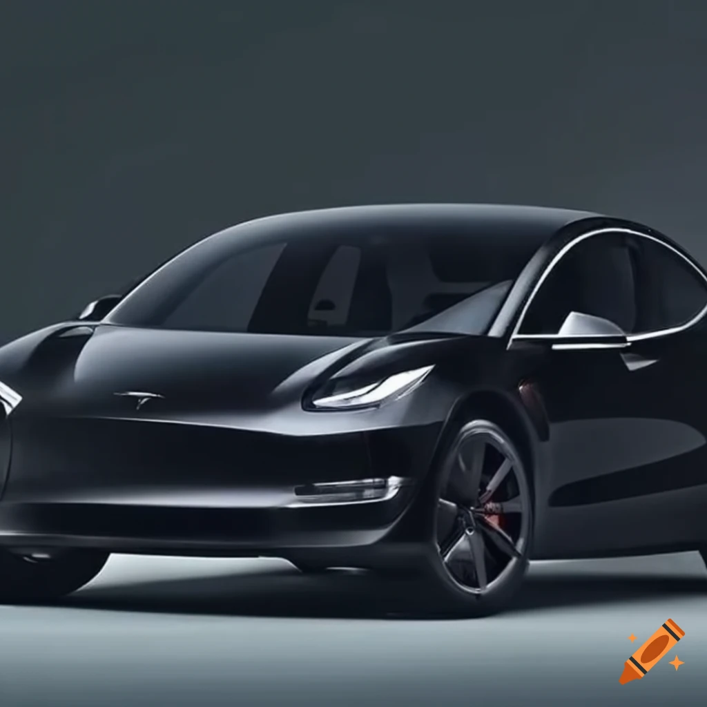 Sleek modern black tesla model 3 with latest design updates on Craiyon