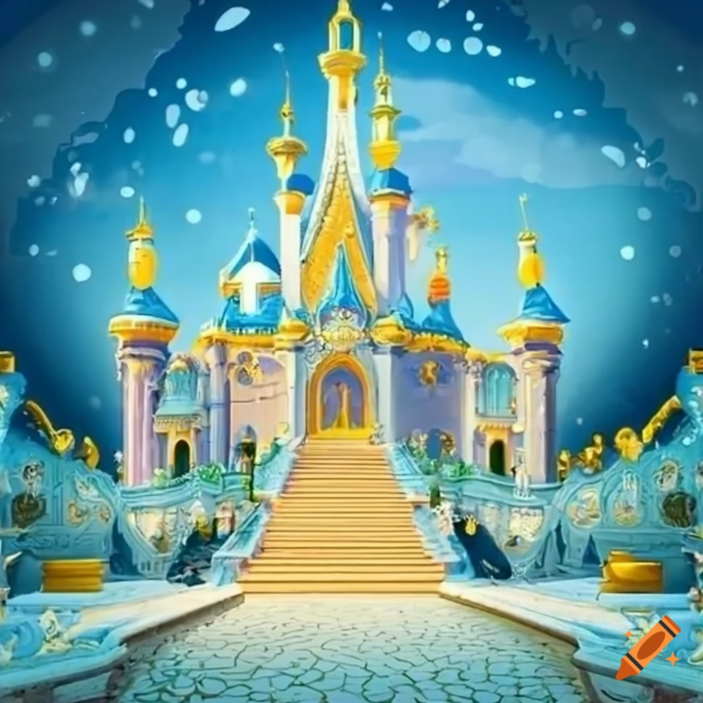 Charming and whimsical Cinderella palace with outside steps for a ...