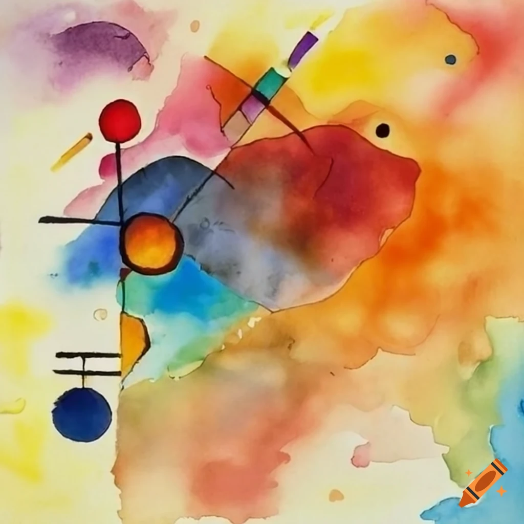 Kandinsky and klee painting together in watercolor on Craiyon