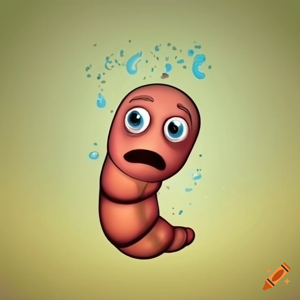 Illustration of a sad worm on Craiyon