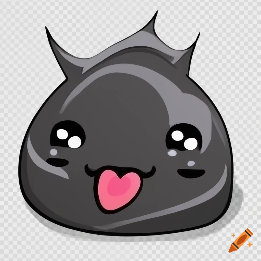 Cute black cartoon slime character on Craiyon