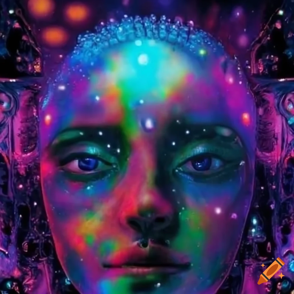 Scene of 90's trance music titled 'cosmic love' on Craiyon