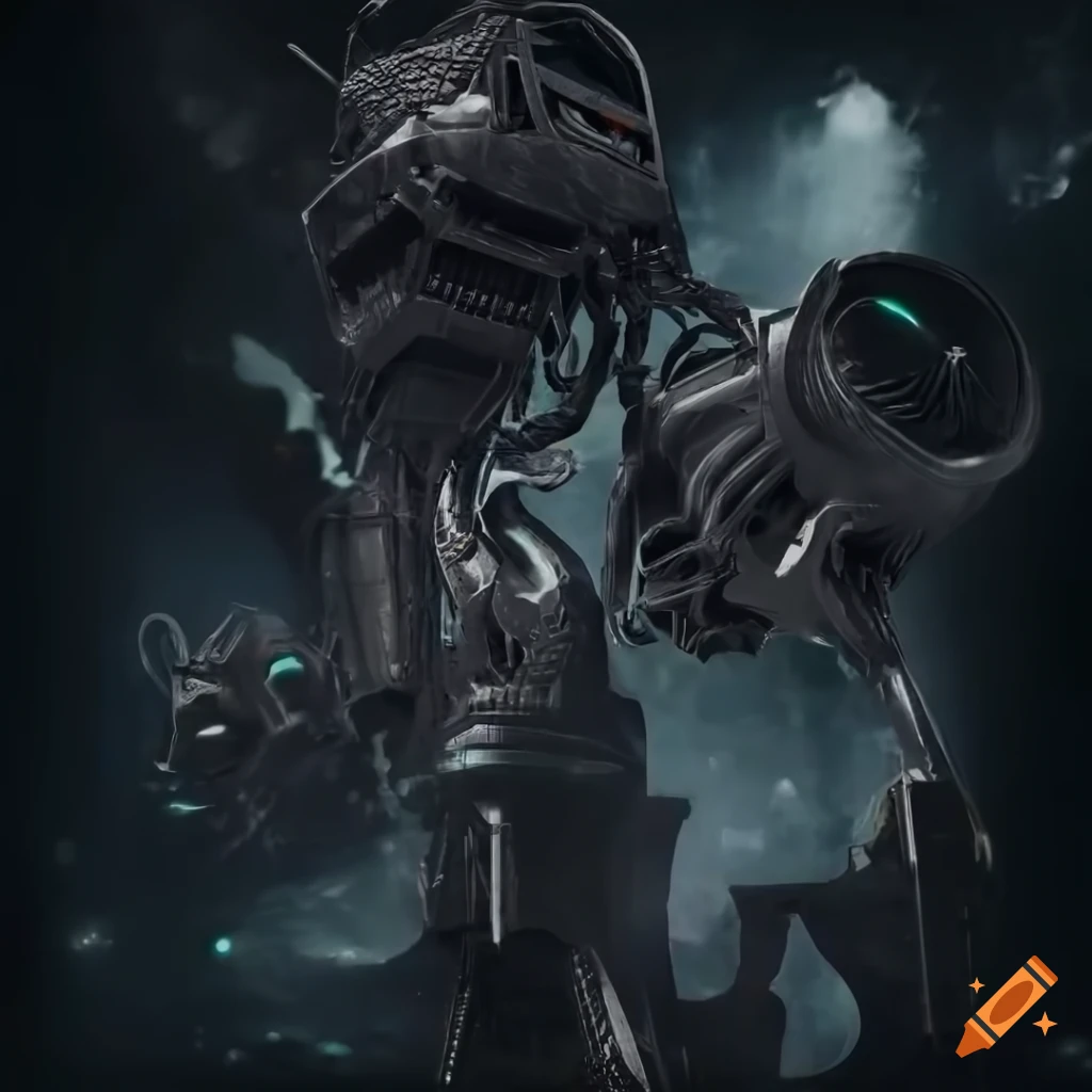 Hyperrealistic 3D art of flying through an alien machine factory in ...