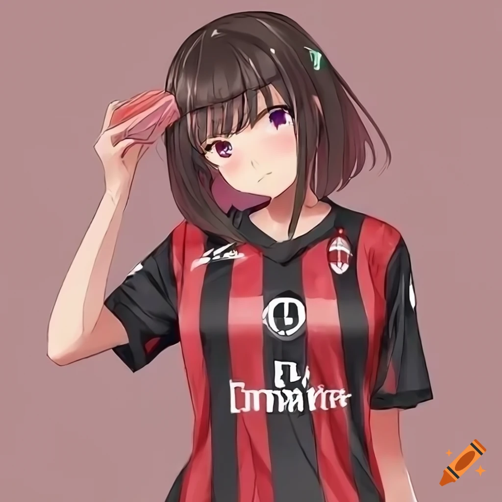 Anime girl in AC Milan jersey on Craiyon