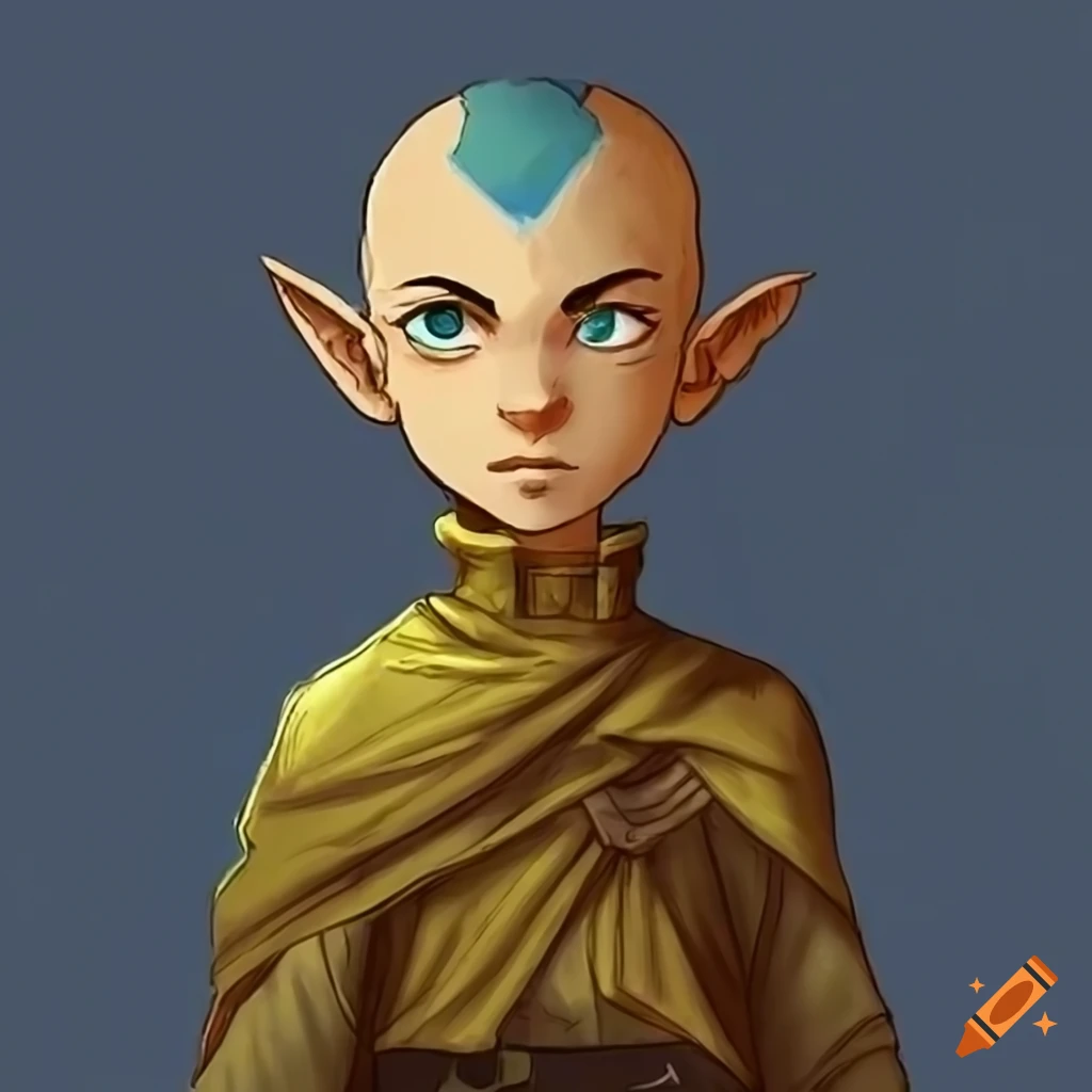 Elven boy wizard in a Yellow Aang outfit inspired by DnD on Craiyon