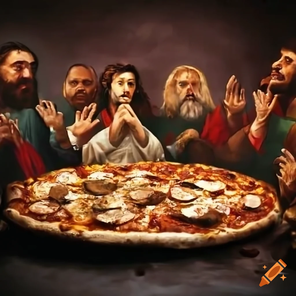 The last supper pizza on Craiyon