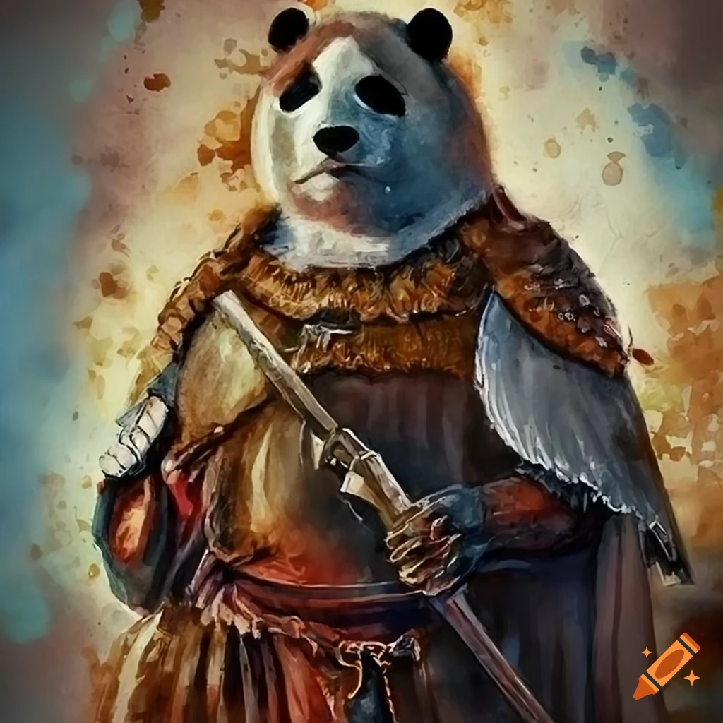 Highly detailed art of a panda folk male cleric in armor on Craiyon
